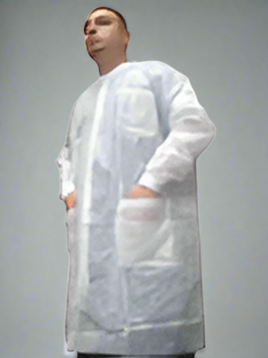 Disposable Lab Coats, White, 3 pockets