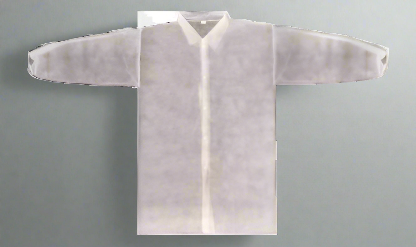 Disposable Lab Coats, White, 3 pockets